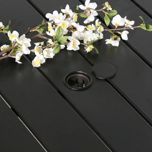 Elevate Outdoor Dining: Metal Slat Patio Rectangle Bistro Table with ...